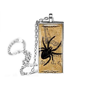 Steampunk Halloween Rectangle Pendant- Spider