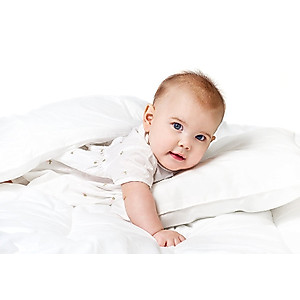 L' COZEE Baby & Toddler 100% Cotton Cover White Goose Down Alternative Comforter and Pillow Bundle Set, White Crib Baby Set, Gift Set