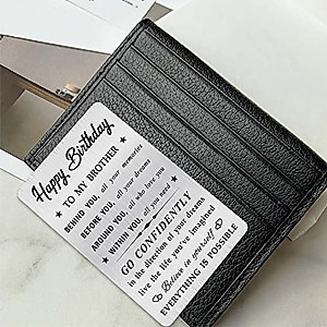 MOQIYXL Brother Birthday Card, Happy Birthday Brother Gifts Ideas , Small Engraved Wallet Card