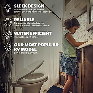 Dometic 310 Standard Toilet | Oblong Shape| Lightweight and Efficient with Pressure-Enhanced Flush | White | Perfect for Modern RVs