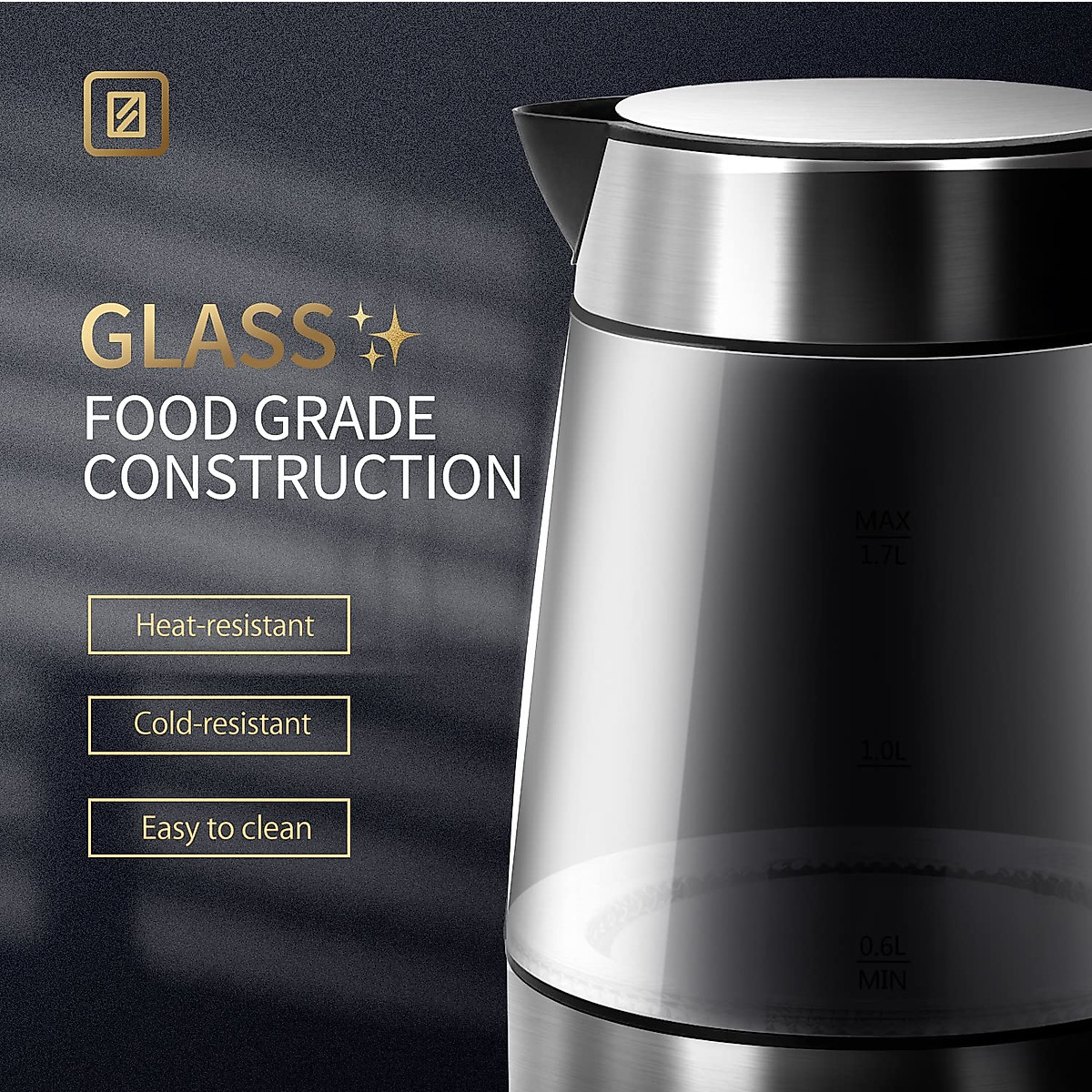 Small Glass Kettle Electric, Compact Mini Sized Electric Hot Water Kettle for Tea and Coffee 1L Black Taylor Swoden