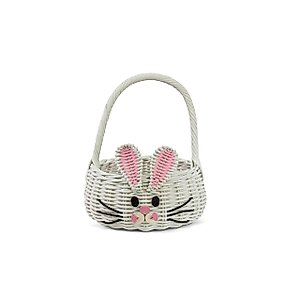 G6 COLLECTION Hand Woven Bunny Rattan Wedding Flower Girl Basket Decorative Bin Home Decor Organizer Cute Handmade Handcrafted Nursery Gift Animal Storage Decoration Easter Wicker Rabbit (Small)