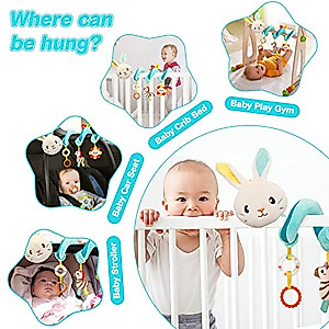 JERICETOY Stroller Toy, Carseat Toys for Infants,Infant Baby Spiral Plush Toys Stroller Toys Hanging Crib Activity Toy for Crib Bed Stroller Car Seat, Hanging Rattle Toy