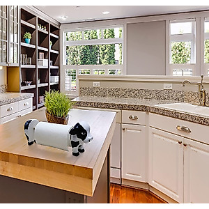 Wooden Paper Towel Holder Countertop Farmhouse Cow Design Paper Towel Roll Holder Stand Base Rustic Animal Paper Towel Organizer for Kitchen Living Room Bedroom Home Farmhouse Decoration