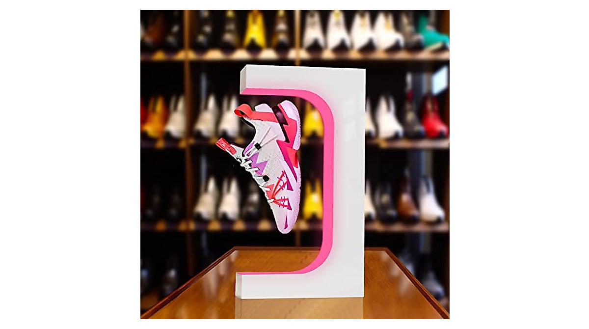 Levitating Shoe Display with RGB Lights and 360° Rotation