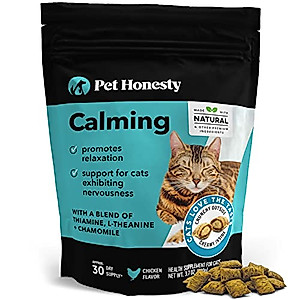 PetHonesty Calming Chews for Cats - Helps Reduce Stress and Cat Anxiety Relief - Behavioral Support & Promotes Relaxation for Travel, Boarding, Vet Visits, Separation Anxiety -Chicken (30-Day Supply)