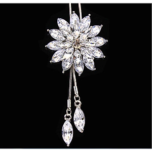 Cathercing Rhinestone Lotus Floral Pendant Long Necklace for Women Sweater Chain Statement Necklace Choker Adjustable Elegant Jewelry Accessories Dressy Collocation Winter Evening Party Wedding