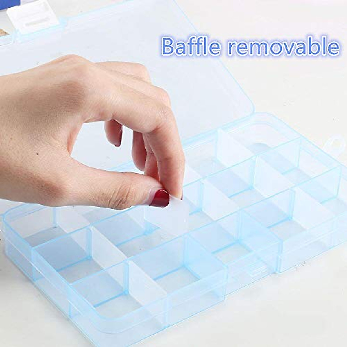 ETSAMOR 5pcs Plastic Jewelry Box 4 Colors Adjustable Divider Removable Grid Compartment Jewelry Earring Tool Containers for Small Accessories