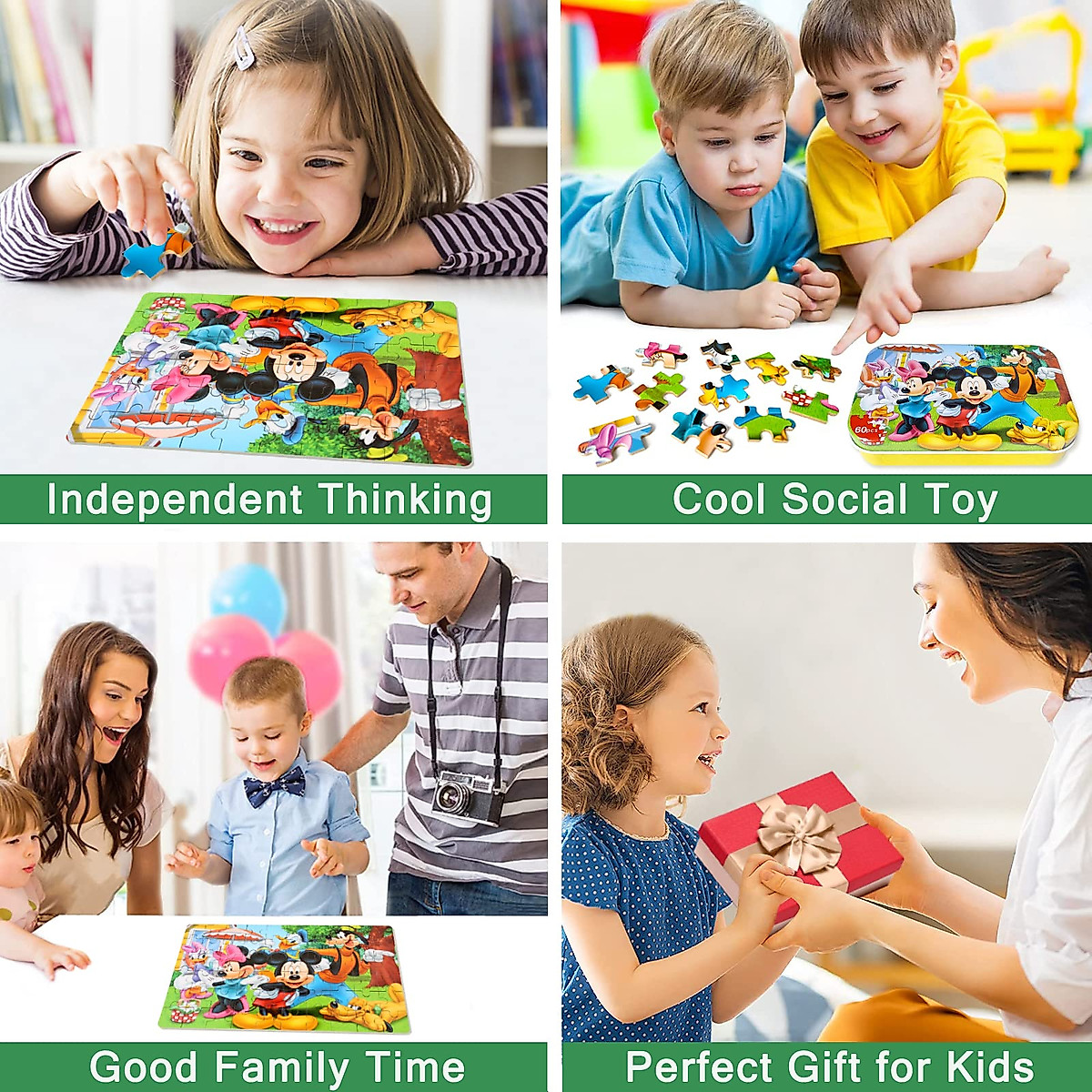 MZZOTOY Puzzles for Kids Ages 4-8, 60 Piece Puzzles for Kids Ages 3-5 in a Metal Box Girls and Boys Learning Educational Jigsaw Puzzle Toys Gifts