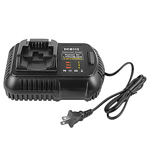 Fast Battery Charger DCB112 for Dewalt Tools 12V-20V Lithium-ion Battery DCB101 DCB105 DCB115 DCB107, Fit DCB120 DCB127 DCB206 DCB205 DCB204 DCB203 DCB201 DCB200