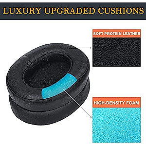 Hesh 3 Protein Leather Replacement Ear Pads Compatible with Skullcandy Crusher Wireless Crusher Evo Crusher ANC Hesh 3 Headphones Ear Cushions, Headset Earpads, Ear Cups Repair Parts-Black