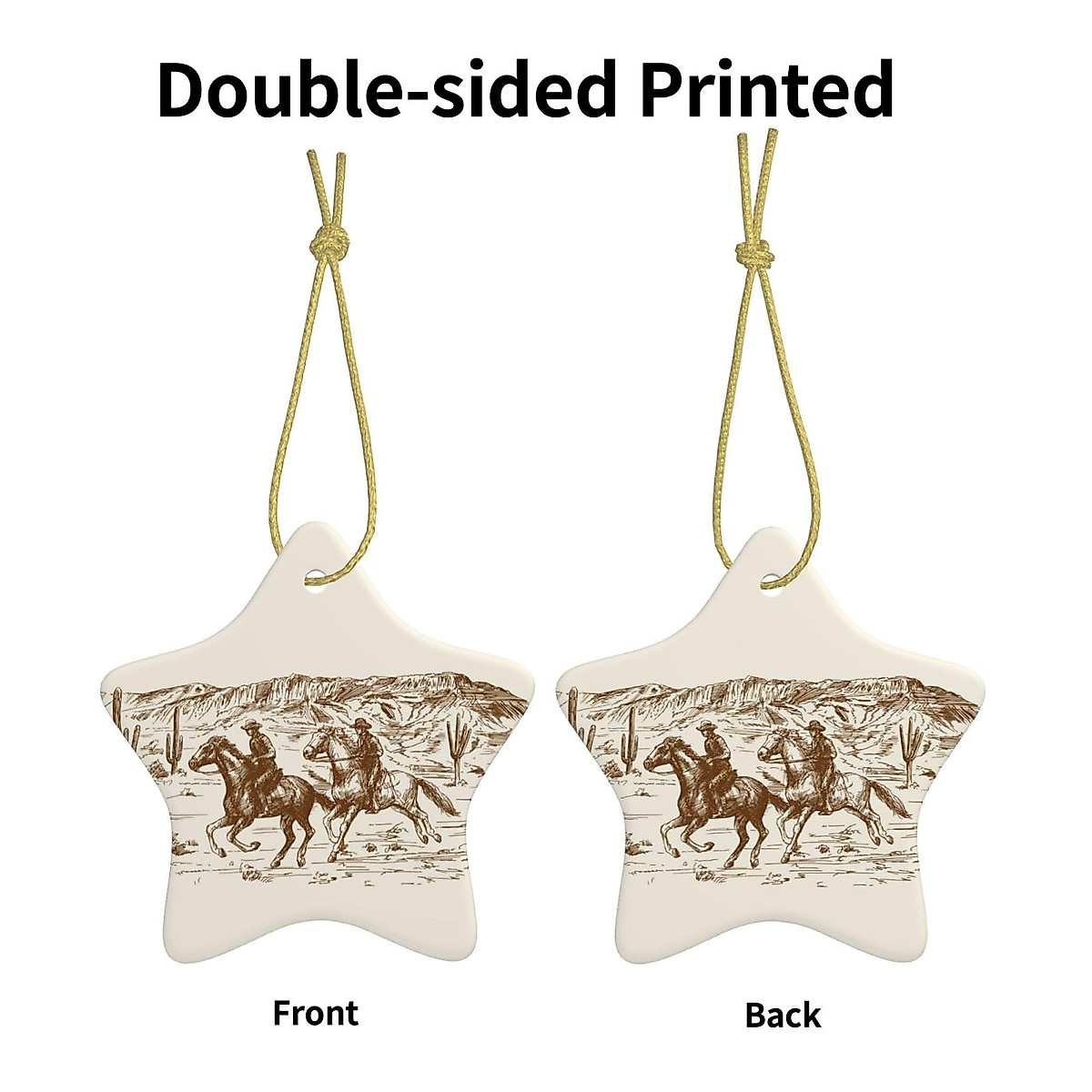 Deserto selvaggio west con Cowboy Christmas Ornaments 2024 Christmas Tree Ornaments Ceramics Christmas Door Decorations Christmas Decoration Star Shape Xmas Personalized Gifts Navidad Decoracion