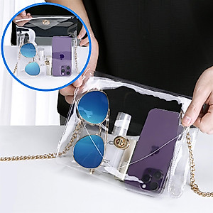 HAOGUAGUA Clear Purse for Women, Clear Bag Stadium Approved, See Through Clear Handbag for Concerts Sports Events (Gold)