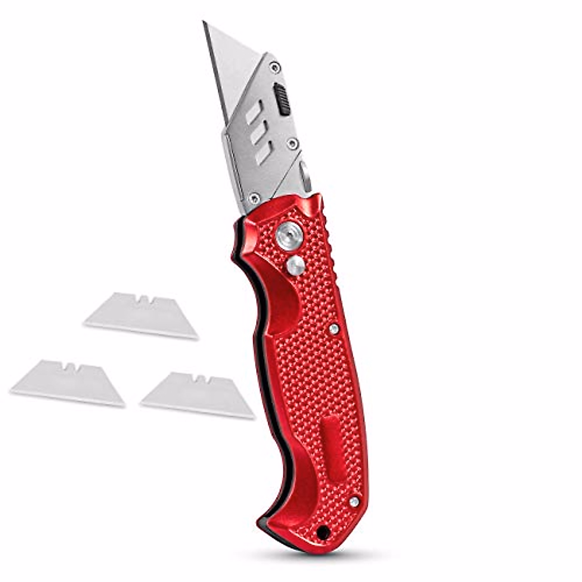 BirdRock Home Premium Utility Knife - Retractable Razor Knife Set - 3 Extra Blade Refills - Box Cutter Locking Razor Knife (Premium Utility Knife - Red)