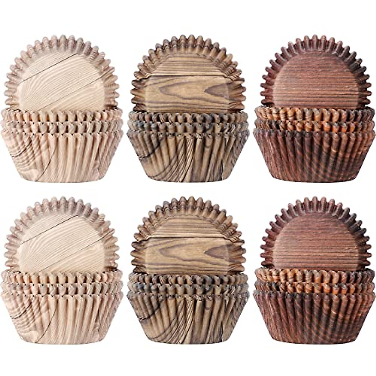 300 Pieces Cupcake Liners Cupcake Wrappers Woodland Animal Cupcake Cups Paper Muffin Baking Liners Holders for Bridal Showers Wedding Holiday Birthday Party Decorations (Woodgrain)