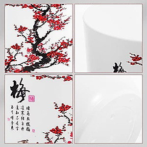 Yardwe Chinese Ceramic Planter Porcelain Flower Pot with Saucer Bonsai Pot Decorative Plant Pot Succulent Planter For Table Centerpiece Home Office Decor