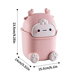 Ochine Mini Trash Can Mini Desktop Wastebasket with Lid Cute Cartoon Monster Deer Desk Trash Can Countertop Trash Bin Tabletop Waste Bin Garbage Can for Home Office Bathroom Kitchen Bedroom