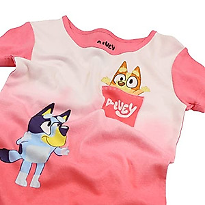 Bluey Girls' 4-Piece Snug-Fit Cotton Pajamas Set, Loves Bingo, 6