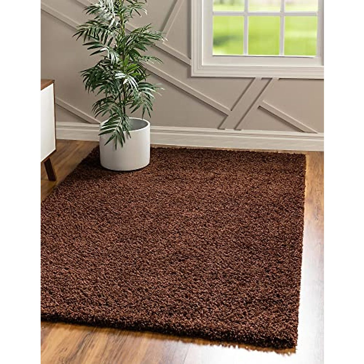 Rugs.com - Über Cozy Solid Shag Collection Rug – 8' x 10' Chocolate Brown Shag Rug Perfect for Living Rooms, Large Dining Rooms, Open Floorplans
