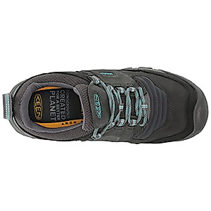 KEEN Women's Ridge Flex Low Height Waterproof Hiking Boots, Raven/Porcelain, 8.5