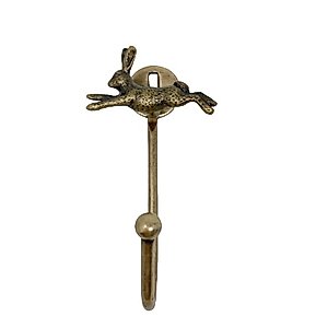 Knobs By Blossom Vintage Antique Brass Iron Wall Hooks Tie Backs Bronze Handmade Metal Animal Hook (5. Running Rabbit), TFVSAH
