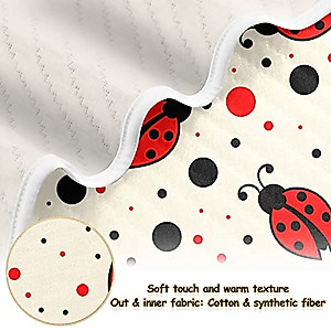 Ladybugs Dots Unisex Fluffy Baby Blanket for Crib Toddler Blanket for Daycare with Thick and Soft Material Security Blanket for Travel Decorative Gift Stroller