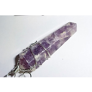 Sublime Gifts 1pc Lepidolite Natural Premium Crystal Cut Healing Gemstone Wire Wrapped with Loop Point Pendant