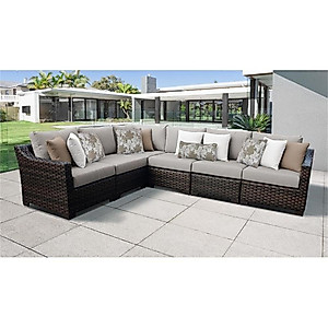 TK Classics Kathy Ireland River Brook 6 Piece Outdoor Wicker Patio Furniture Set 06v