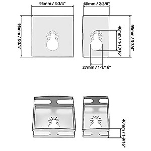 QWORK Square Slot Cutter, 2 Pcs Steel Sleeve Slotting Knife Square Rectangular Milling Cutter Engraving, One Step Hole Cutting Tool for Carving Milling Sheetrock/Wood/Drywall/Voltage Box