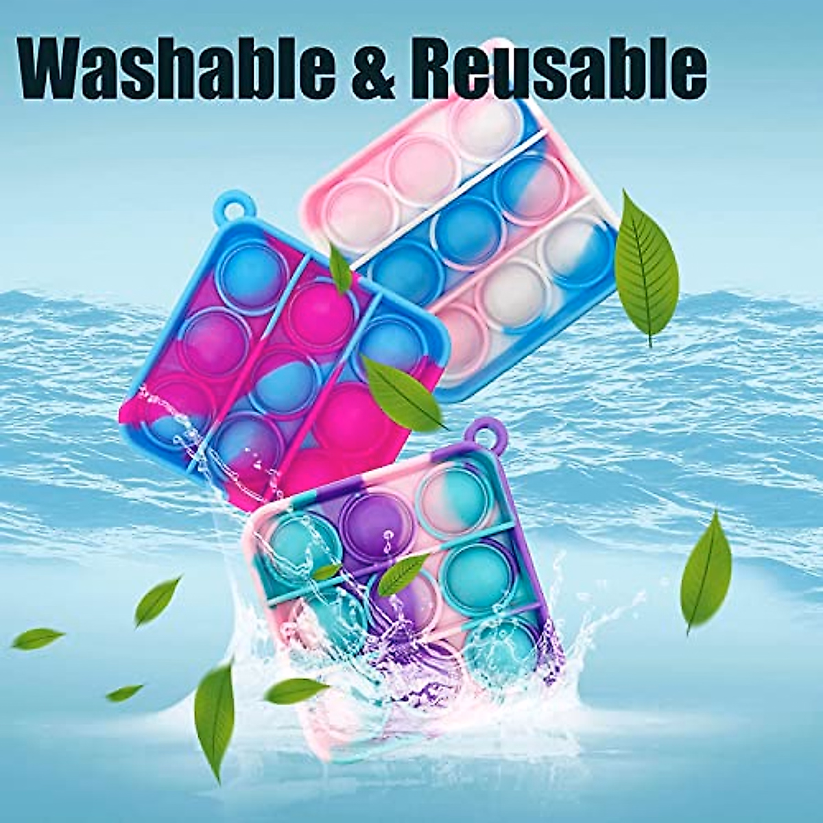 50 pcs Random Color Mini Squeeze Pop Bubble Fidget Sensory Toys, Mini Keychain Wrap Small Relieve Anxiety Stress Toy, Pop Bulk Silicone Classroom Prize for Kids Adult Party Gift