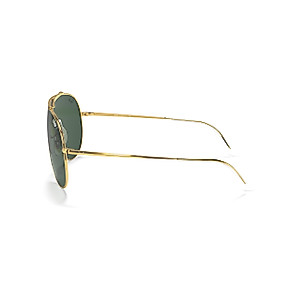 Ray-Ban RB3597 Wings Shield Sunglasses, Gold/Dark Green, 33 mm