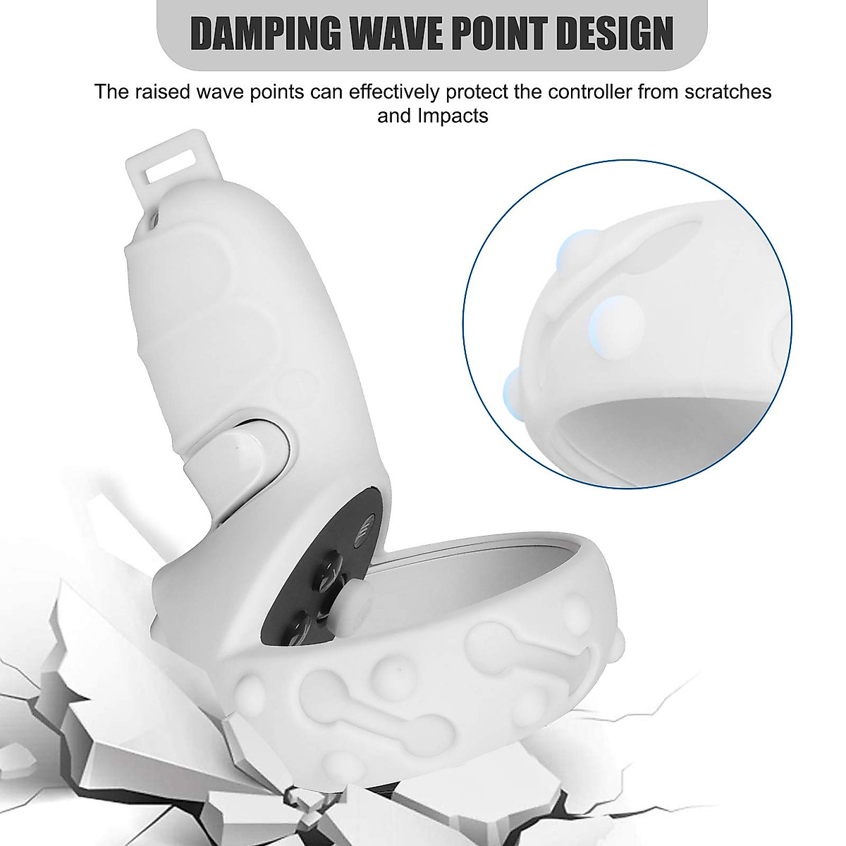 Esimen Touch Controller Grip Cover for Oculus Quest 2 Silicone Protective Ring Cover Custom Set Accessories Anti-Throw Handle Protective Sleeve with Adjustable Hand Strap-Easy to Install