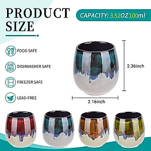 FLJZCZM Ceramic Kiln-Change Espresso Cups Small Espresso Coffee Cups Set of 2 Spirits Cups Tasting Cups Ceramic Mate Cup 3Oz (Red)