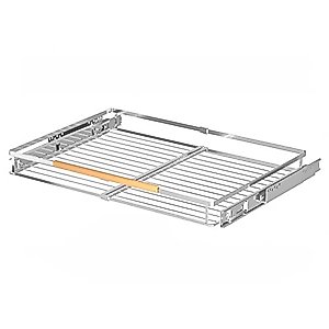 WEJIPP Pull Out Cabinet Organizer Expendable Heavy Duty Slide Out Shelf Drawer Storage Organizer for Under Sink Pantry Closet Under Cabinet Stainless Steel Shelf Holder