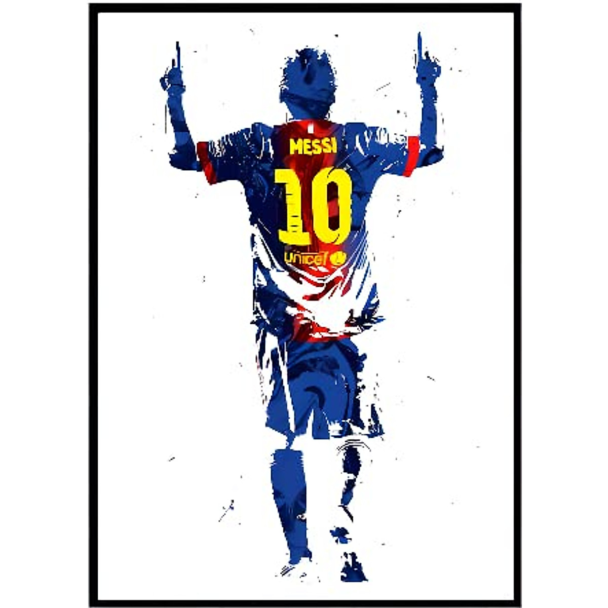 Lionel Messi Poster Decorative Canvas Wall Art Living Room Soccer poster Messi posters for boys bedroom Victory Pose Frameless Canvas 16x24 inches (40x60cm)