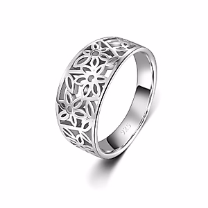BORUO 925 Sterling Silver Ring, BoRuo High Polish Tarnish Resistant Comfort Fit Victorian Leaf Filigree Vintage Style Ring Size 10