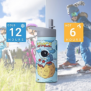 Weboia Astronaut water bottle kids For School Insulated Mug Birthday Gifts For Girls Stainless Steel space Water Bottles with straw christmas gifts for Boys 15 oz