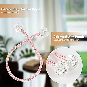 SHIDOW Curtain Tiebacks, Magnetic Curtain Ties, Pearl Curtain Tie, Curtain Tieback Buckle, for Living Rooms, Bedrooms, Kitchens, Restaurants, Bathrooms, Homes, and Offices（6 Pack (Pink)
