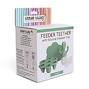 Little Twig Baby Fruit Feeder Pacifier Teether | Baby Food Freezer Tray with Lid | BPA Free Silicone Freezable Teether | Feeding Set for Breast Milk Ice Cubes, Baby Food, Vegetable Fruit Purees