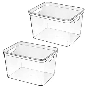 Tidyhome - 2 XLARGE Clear Plastic storage bins with lids- (14inchL×11inchW×9inchH)-Bins Handle for Office, Entryway,Cabinet, Bedroom, Laundry Room, Nursery and Transparent 14.2inchL×11inchW×9inchH