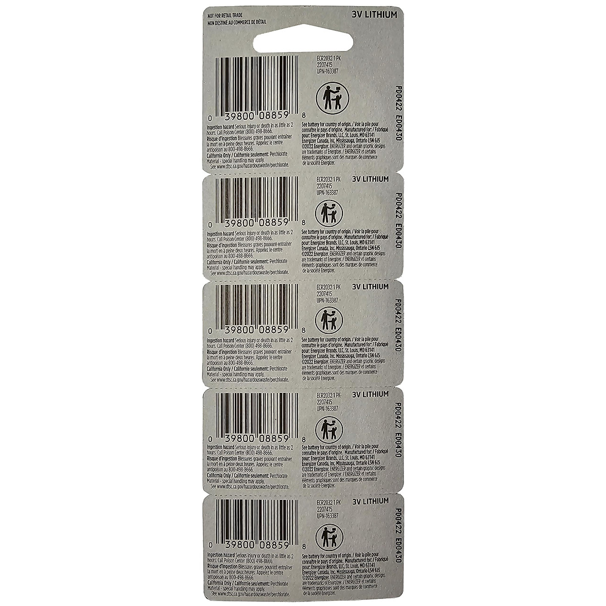 Energizer CR2032 Replacement Batteries for Cayeye, Sigma, Knog, Planet Bike & Many Others, Card of 5