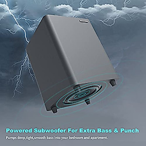 BESTISAN 6.5’’ Subwoofer, Powered Home Audio Sub woofer with Deep Bass in Compact Design, for Studio and Home Theater, Black,SW65C