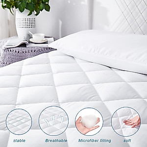 Uraclaire Mattress Pad with 8-21'' Deep Pocket,Cooling Mattress Topper Cover,Ultra Soft Quilted Fitted Breathable Fluffy Microfiber Mattress Protector(King)