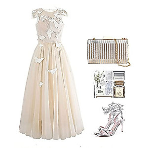 Reberomantic Women Lattice Pattern Metal Handbag Chain Geometric Evening Clutch Purse (Y-Silver)