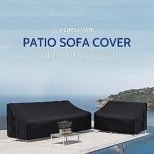 FORSPARK Patio Furniture Covers Waterproof, Outdoor Sofa Covers Heavy Duty, Fits up to 79 W x 38 D x 35 H inches, Black