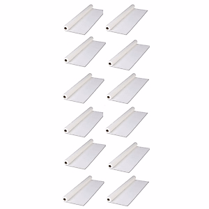 QSD Plastic Party Banquet Disposable Tablecloth Roll White- 300 ft. x 40 in. - Each Roll Covers 36 8' Foot Tables - 12 Pack
