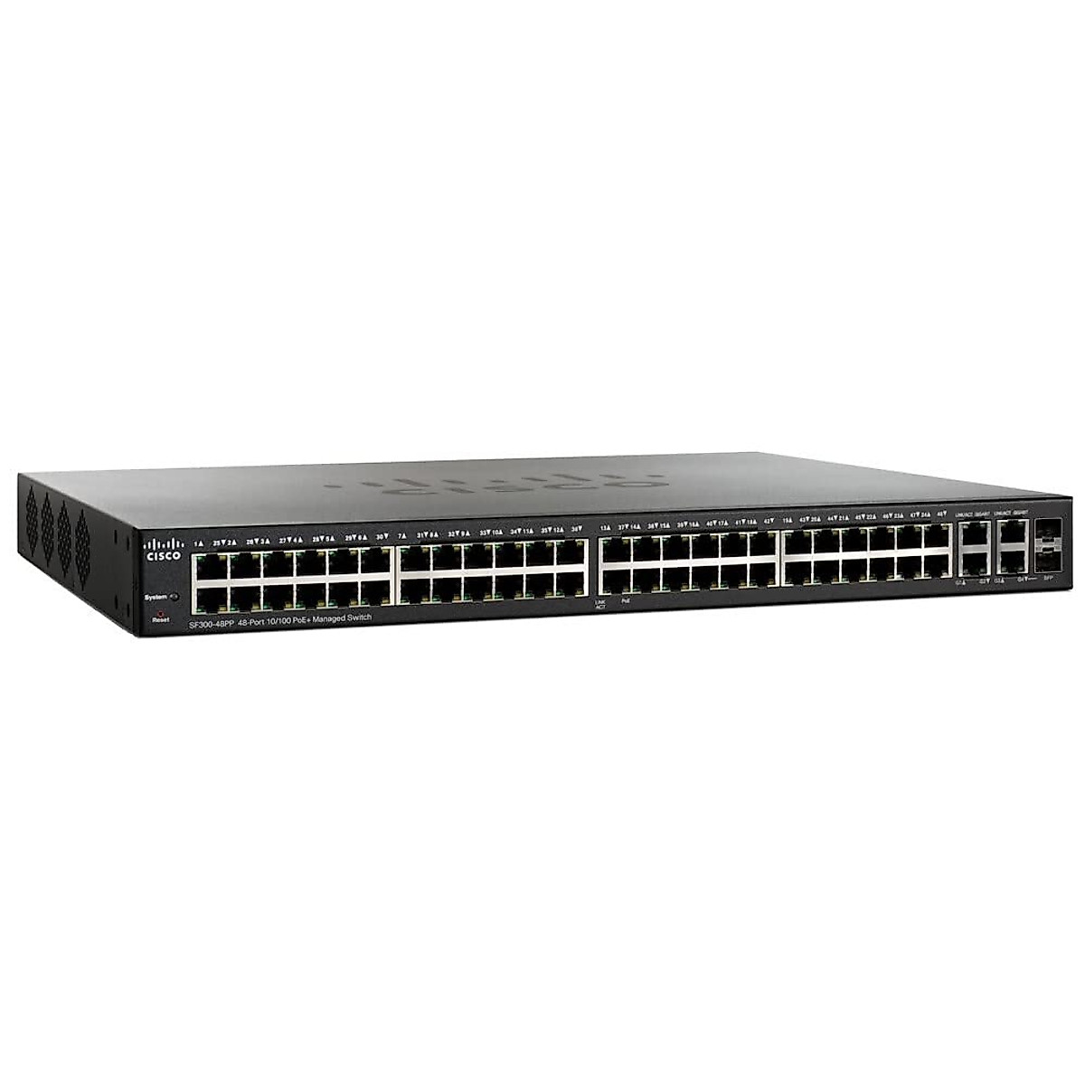 Cisco SF300-48PP 48-port 10/100 PoE+ Managed Switch with Gig Uplinks