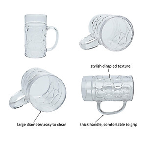 Plastic Beer Mugs With Handles, 8oz Dimpled Plastic Beer Steins, Oktoberfest Beer Mug, Small Plastic Beer Mug for Event, Party, Beer Festival, BBQ, Picnic (10 Pcs)