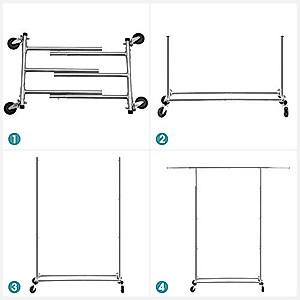 Auledio Clothes Garment Rack, Commercial Grade Clothes Rolling Heavy Duty Storage Organizer on Wheels with Adjustable Clothing Rack , Holds up to 200 lbs, Chrome (One Head)