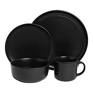 IHIPPO Modern Flat Stoneware Plates And Bowls Sets 16-PieceDinnerware Set Plates Sets For Home Dinner Set Dishes And Plate Set Stoneware Dinnerware Serive For 4 Person Dishwasher & Microwave Safe Dish